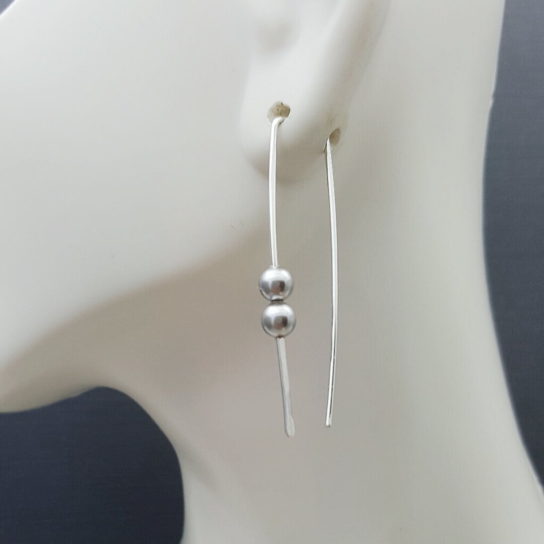 Modern Geometric Earrings. Minimalist Earrings. Pearl Earrings. Wire ...