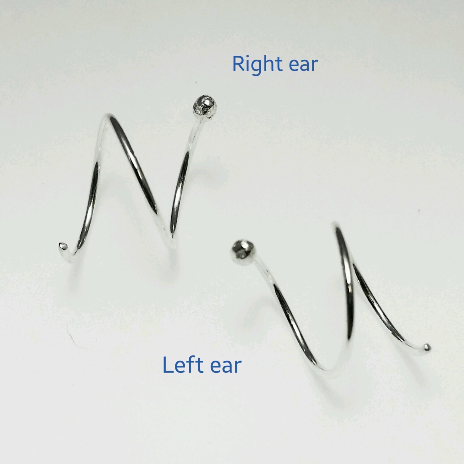 Silver Double Piercing Earring. 18g. Two Hole Earring. Spiral - Etsy