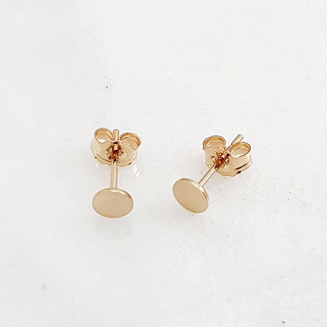 Small 14k Dot Stud Earrings. Simple Gold Studs. Circle Studs ...