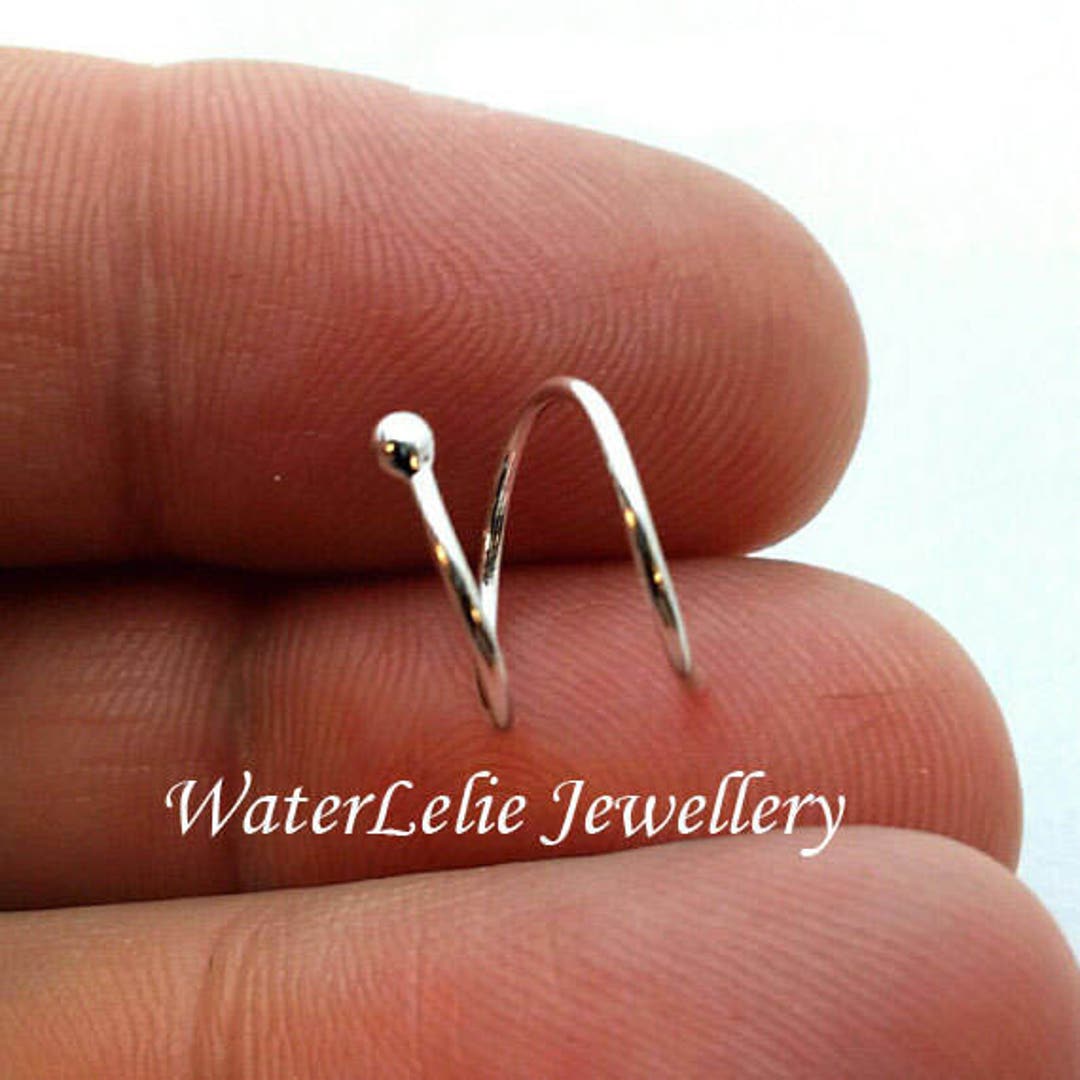 Silver Double Piercing Earring. 18g. Two Hole Earring. Spiral Earring ...