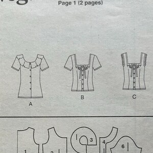 Vintage 1990s Vogue Blouse - Vogue Sewing Pattern #9853 (uncut) Size 8 ...