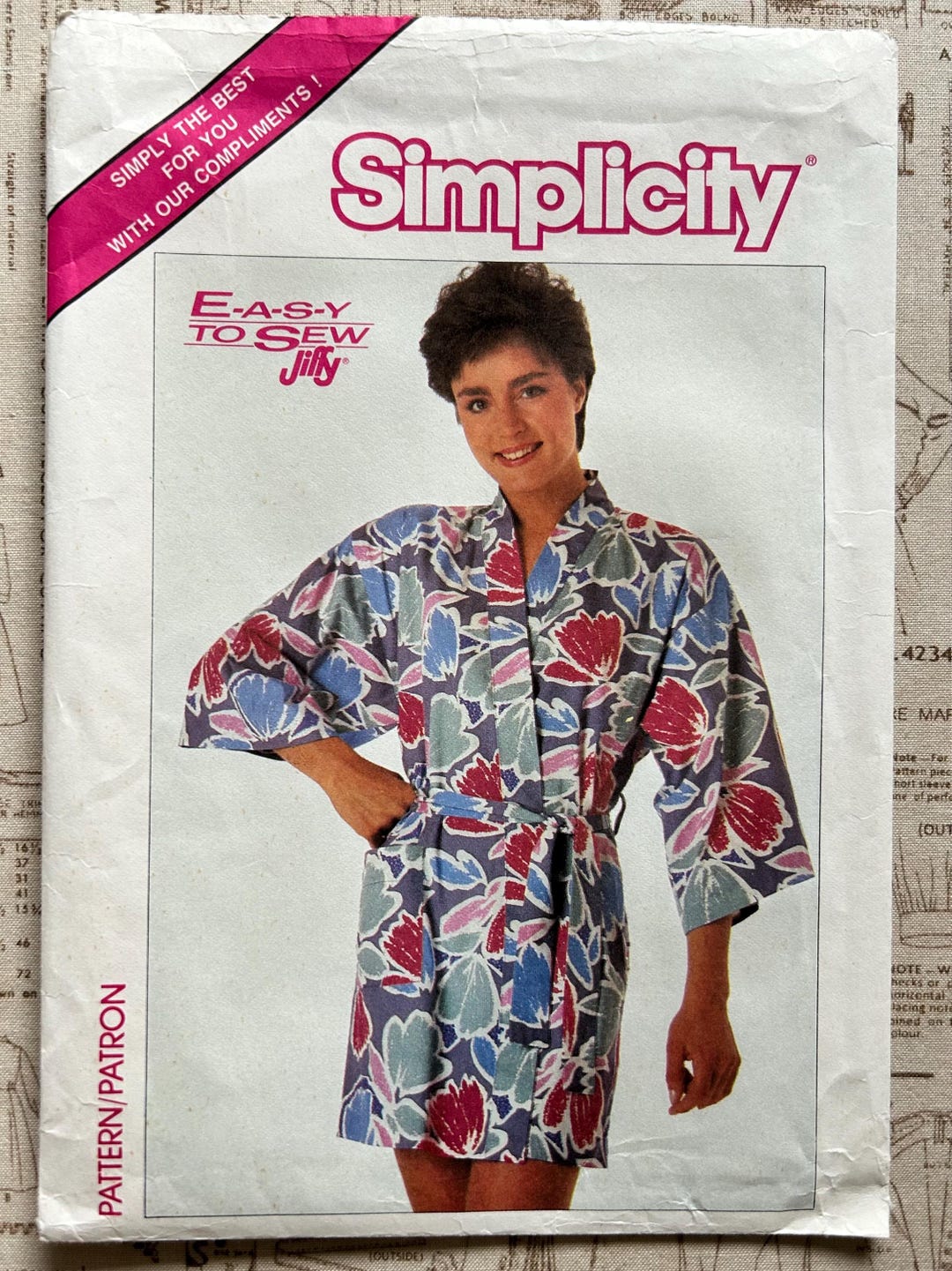 Vintage 1980s Jiffy Kimono Robe - Simplicity Sewing Pattern #0017 ...