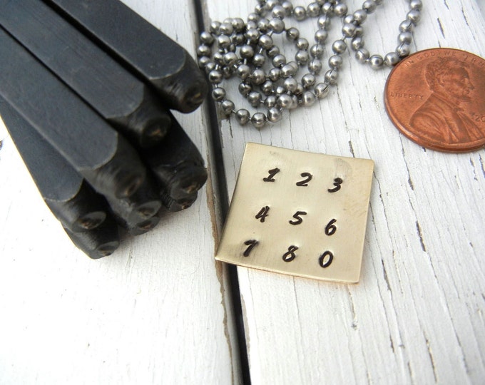 Fancy Script Numbers in 1/16 1.5mm Size Number Stamp Set for Hand ...