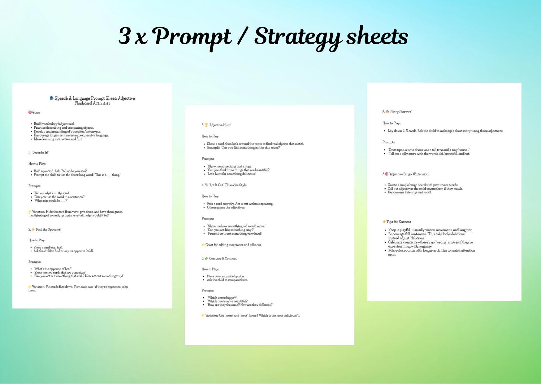 Adjective Picture Cards/ Speech Therapy Flashcards/ Opposites ...