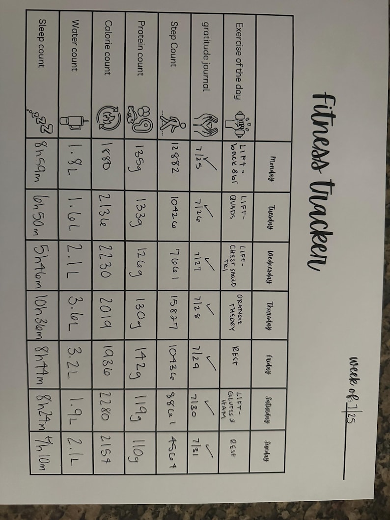 Printable Fitness Tracker - Etsy