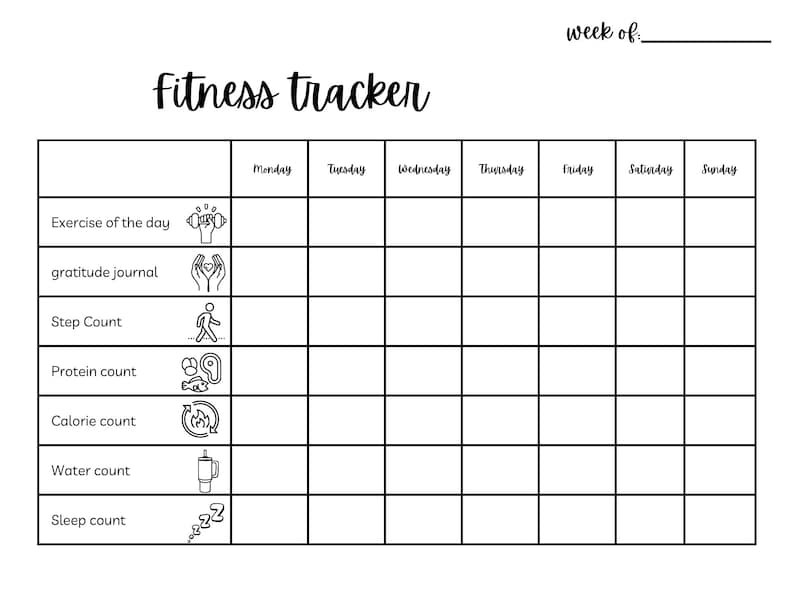 Printable Fitness Tracker - Etsy