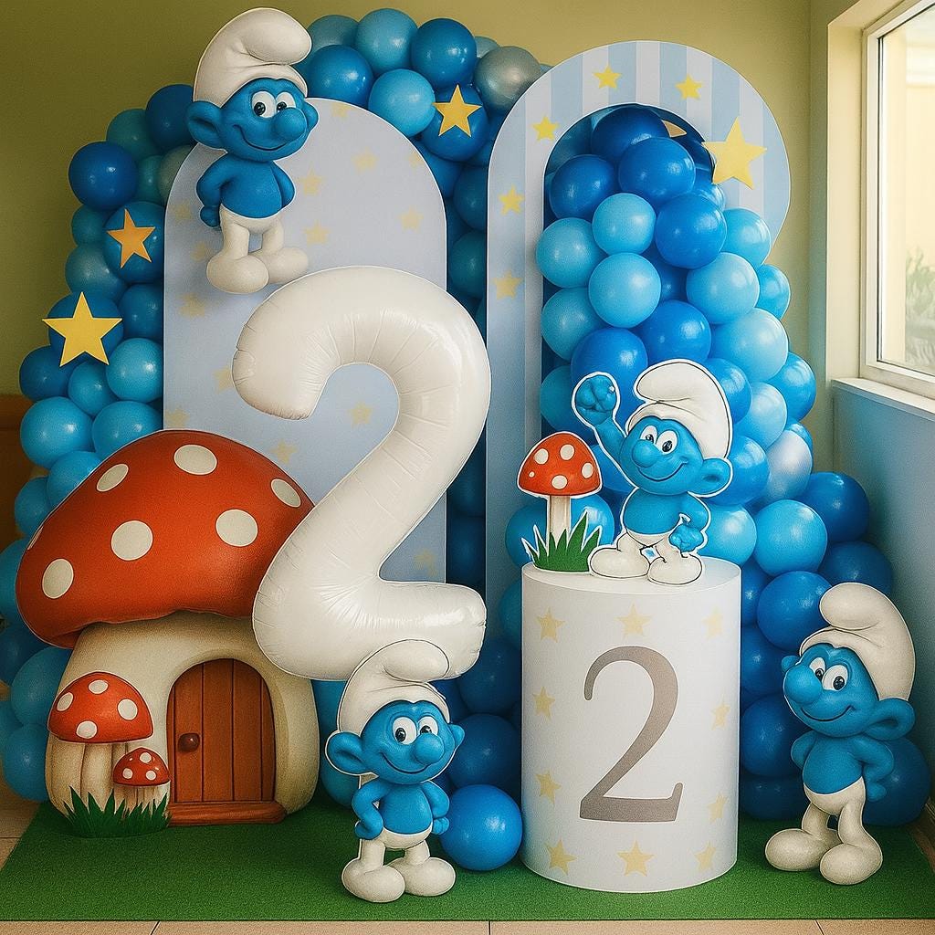 Smurfs 4th Birthday Balloon Garland – Cartoon Arch Kit | Kids Party ...
