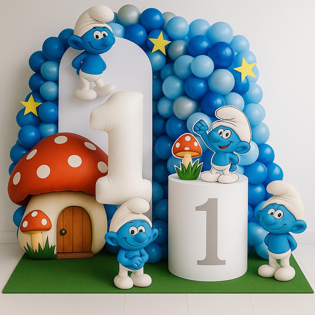 Smurfs 4th Birthday Balloon Garland – Cartoon Arch Kit | Kids Party ...