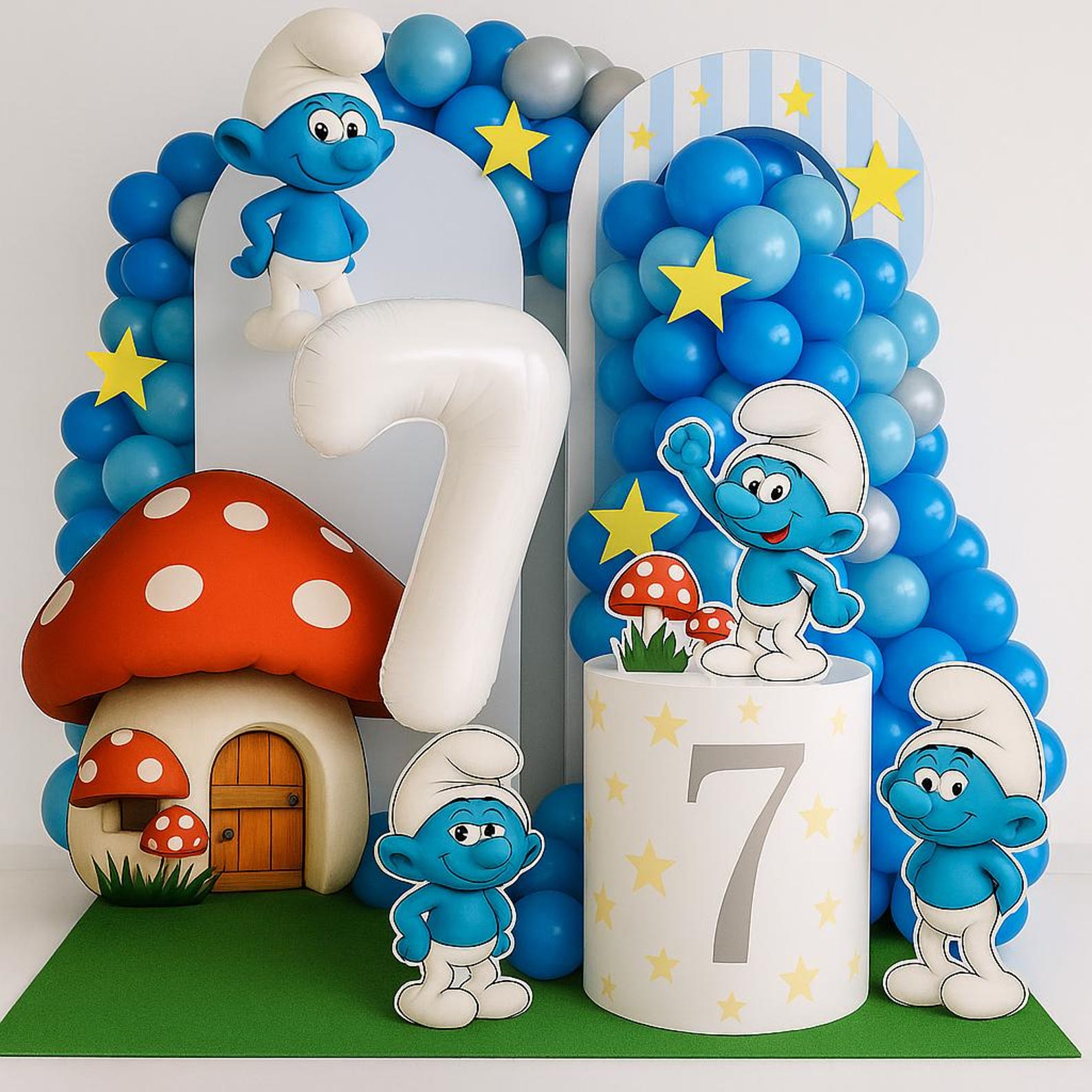 Smurfs 4th Birthday Balloon Garland – Cartoon Arch Kit | Kids Party ...