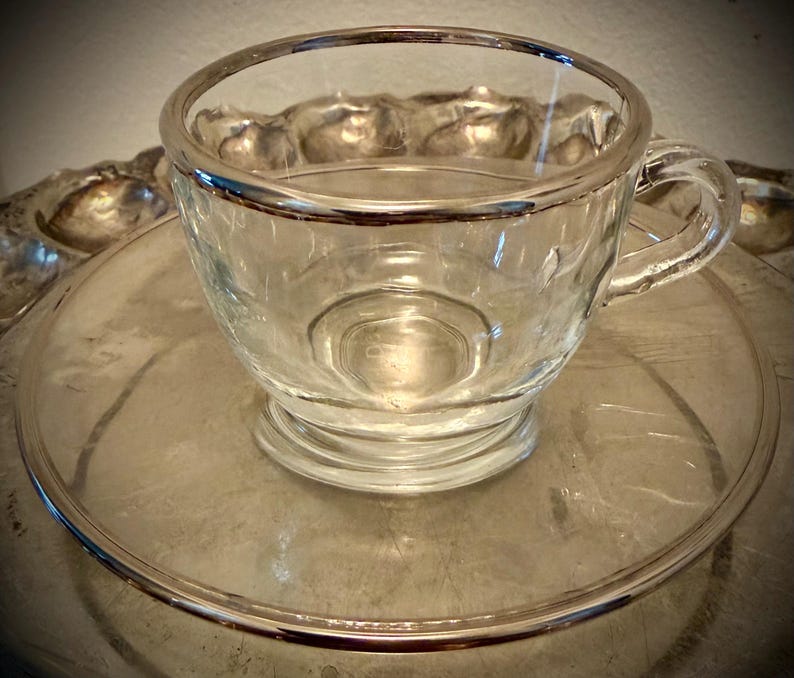 Vintage Deco Glass Cups & Saucers, Set of 4 | Never Used, Made in Italy ...