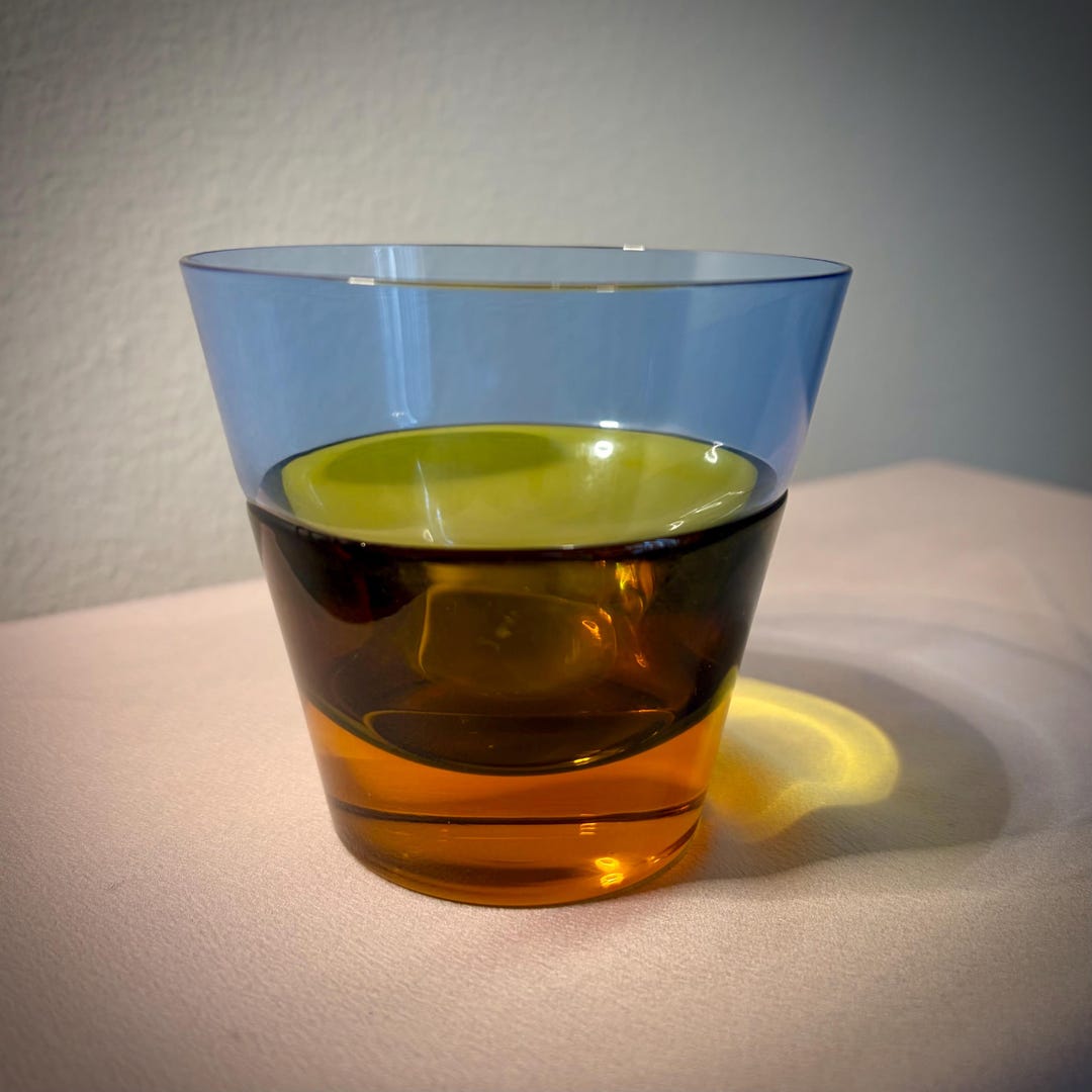 Handmade Sghr Sugahara Duo Old Amber Glass, Two-tone Japanese Tumbler, Whiskey Rocks Glass ...
