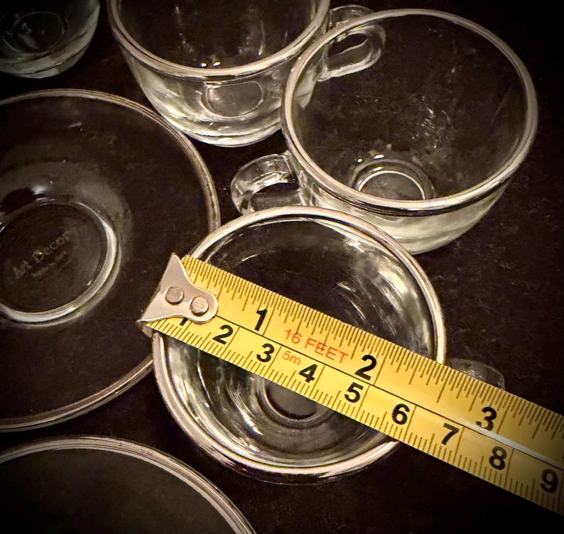 Vintage Deco Glass Cups & Saucers, Set of 4 | Never Used, Made in Italy ...