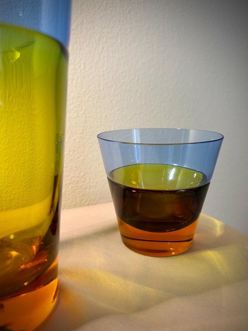 Handmade Sghr Sugahara Duo Old Amber Glass, Two-tone Japanese Tumbler, Whiskey Rocks Glass ...