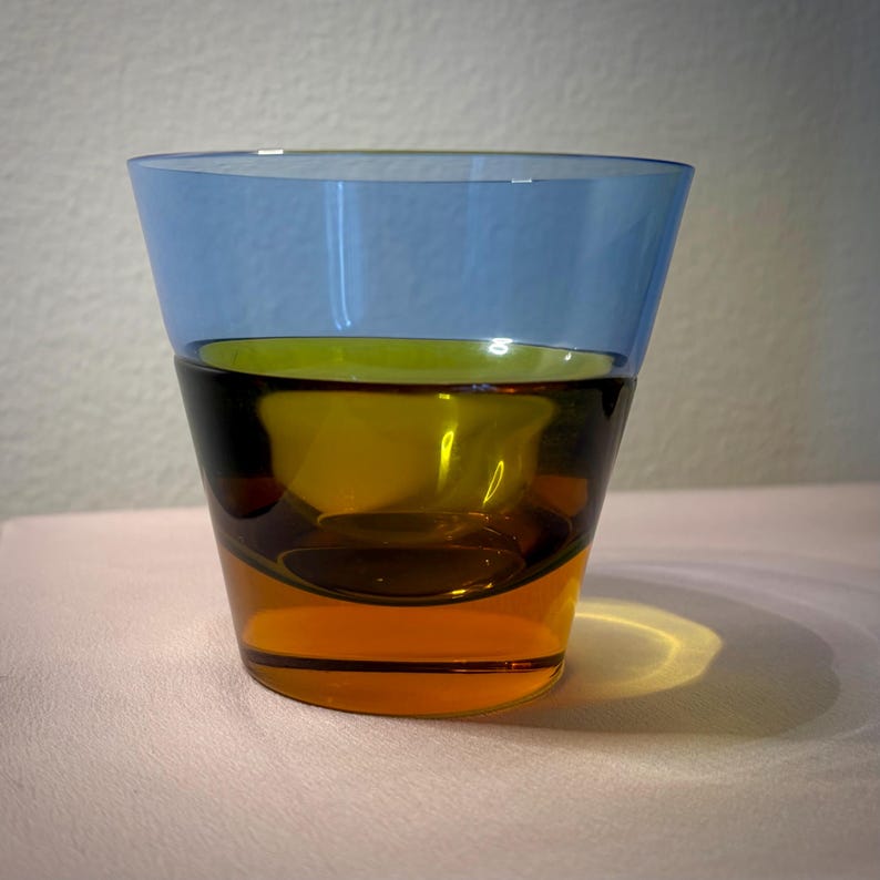 Handmade Sghr Sugahara Duo Old Amber Glass, Two-tone Japanese Tumbler, Whiskey Rocks Glass ...