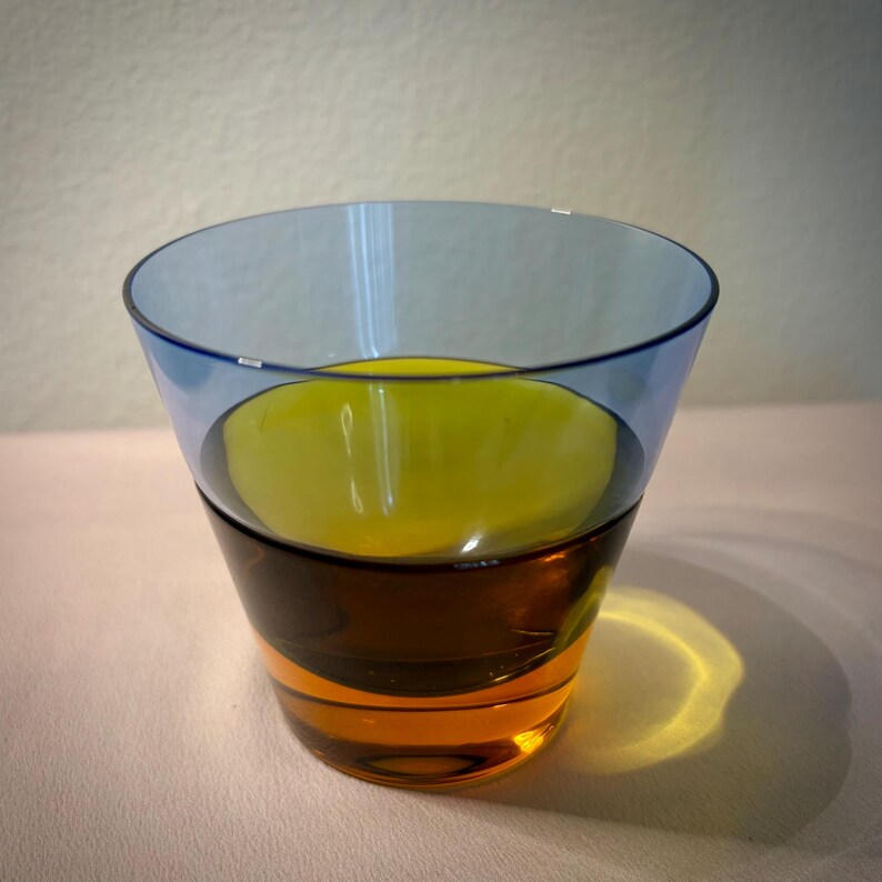 Handmade Sghr Sugahara Duo Old Amber Glass, Two-tone Japanese Tumbler, Whiskey Rocks Glass ...