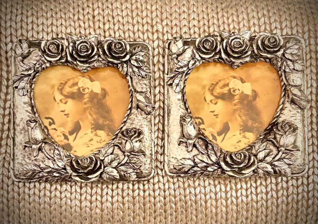 Vintage Heart Picture Frames, Ornate Floral Rose Design, Victorian ...