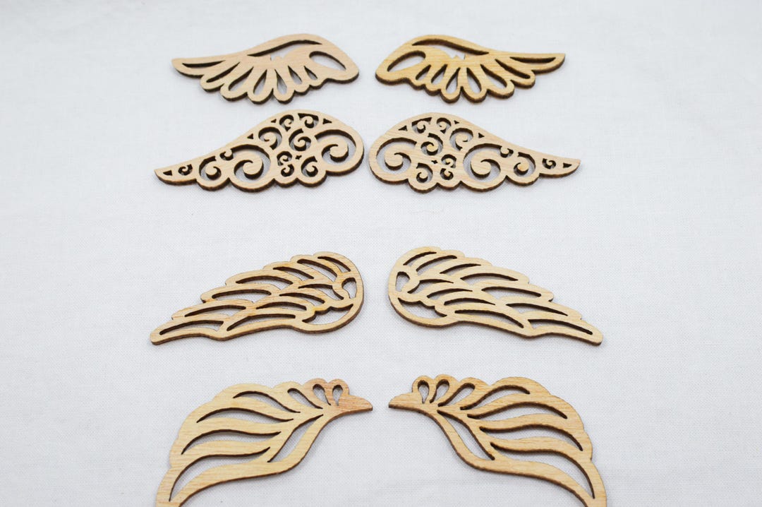Handcrafted Wooden Angel Wings – 4 Pairs, 8 Wings Total - 2 Sizes ...