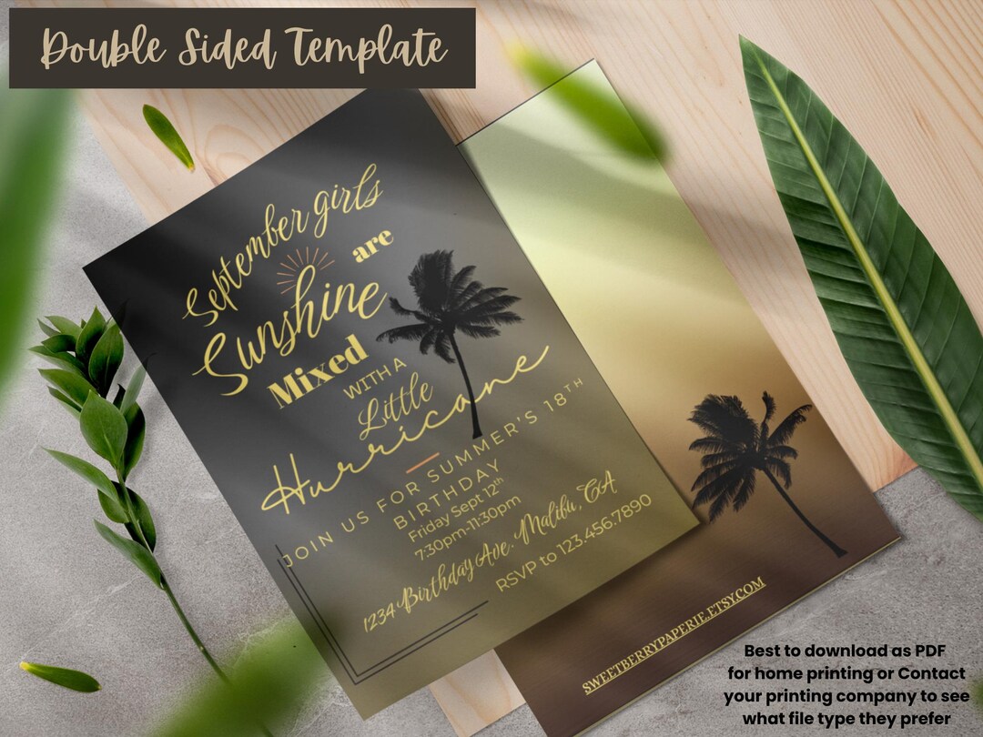 Editable 18th Birthday Invitation | Sunshine & Hurricane Digital Invite ...