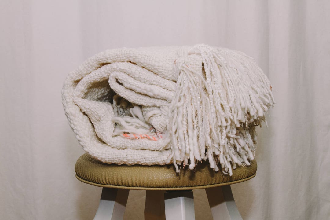 BASIL Natural Wool Throw Blanket Accent Blanket Organic Woven Throw ...