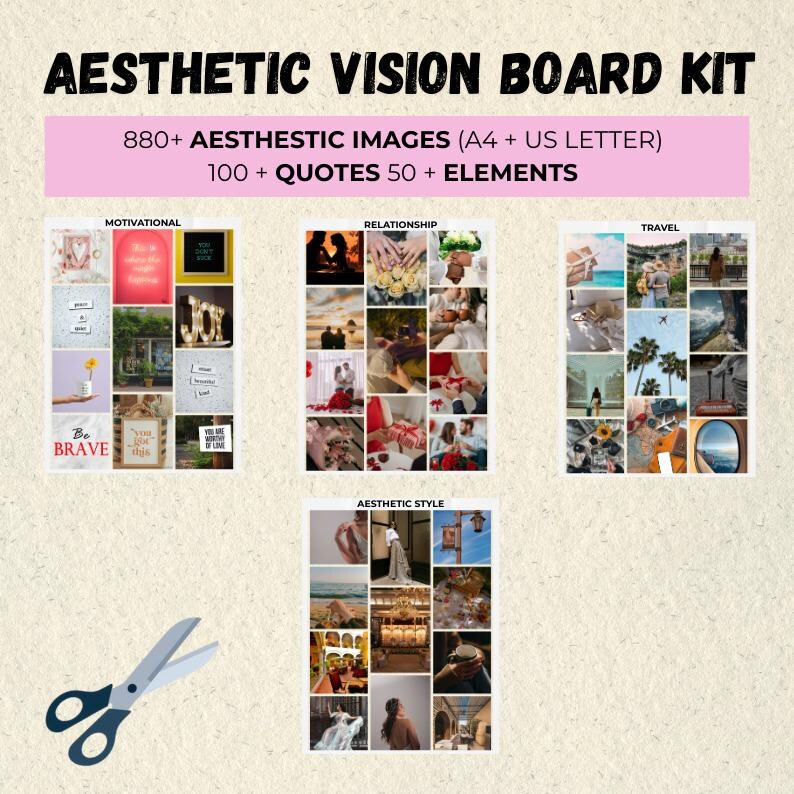 Pink Aesthetic Vision Board Kit 2026 Images, Quotes & Affirmations for ...