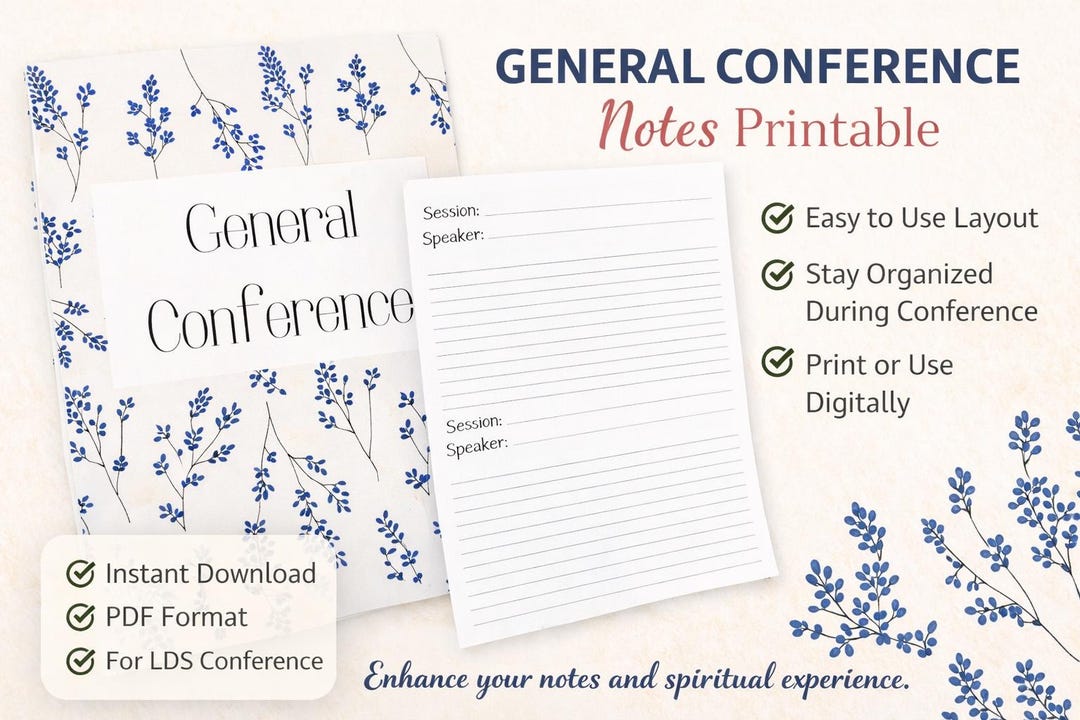 General Conference Notes Printable | LDS Conference Note Pages | LDS ...
