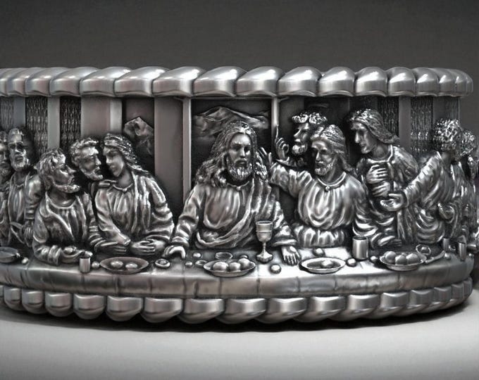 Last Supper Ring Gold Vermeil Sterling Silver Religious Band Jesus ...