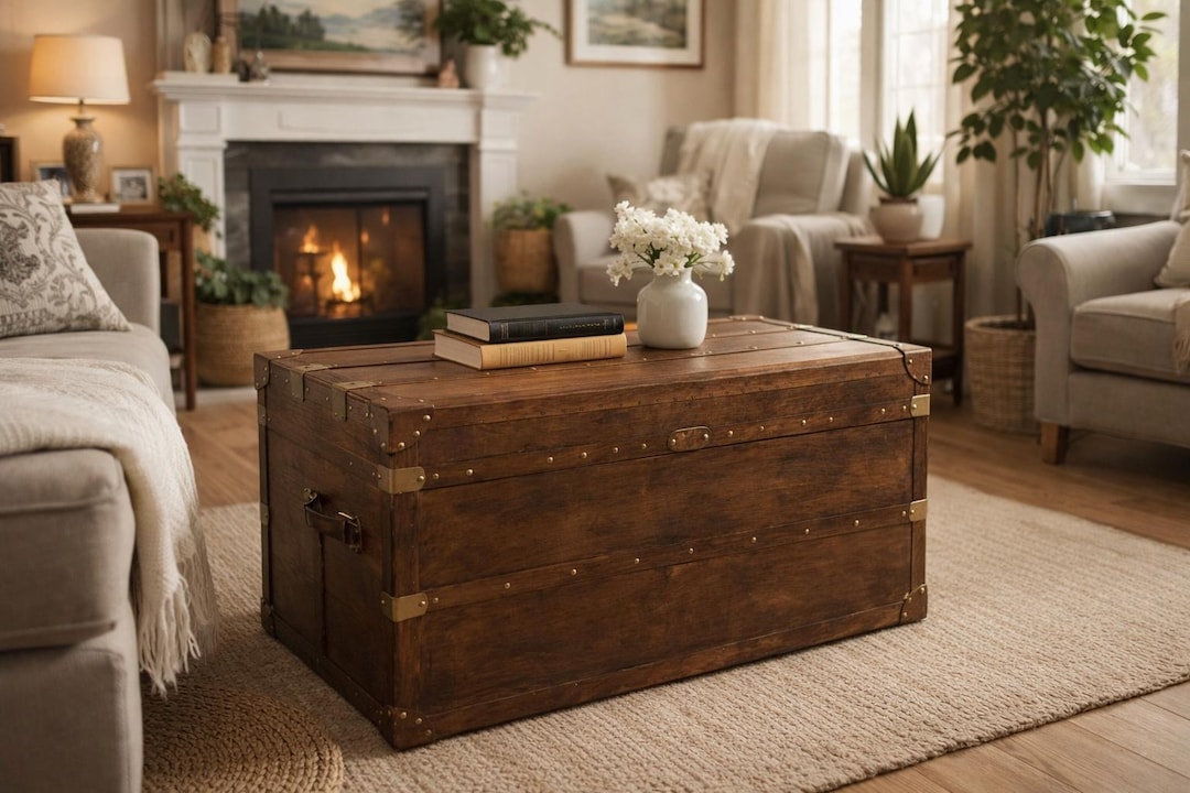 Handmade Rustic Wooden Coffee Table Trunk, Vintage Storage - Etsy