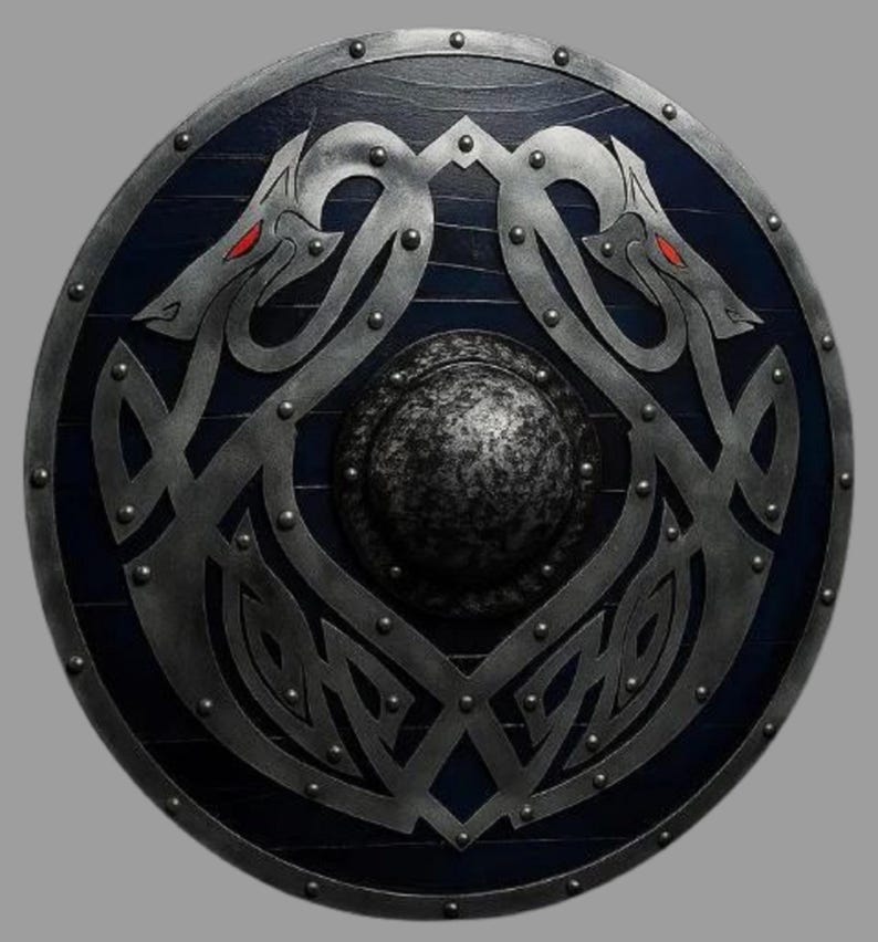 Handmade Viking Dragon Shield: Steel Boss, Wooden LARP Cosplay Shield ...