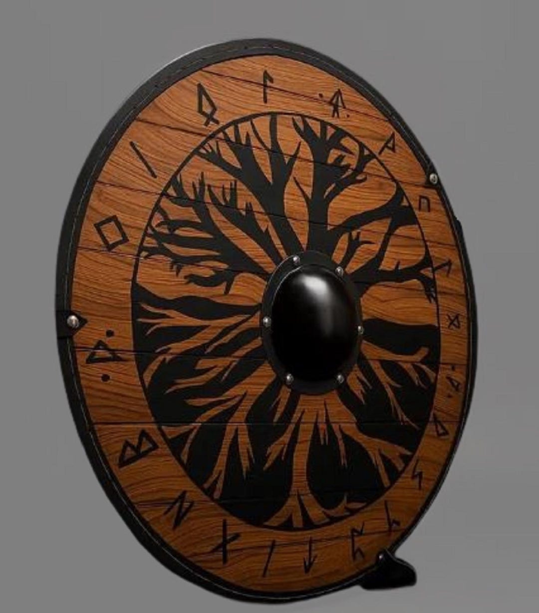 Hand-painted Tree of Life Viking Shield: Steel Boss, Leather Strap - Etsy