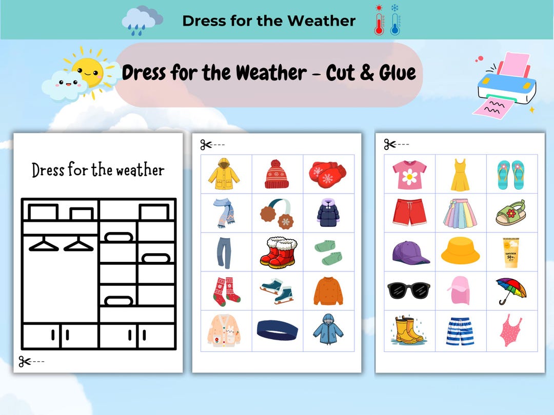 Sorting Game: Dress for the Weather | Printable ESL Activity for Kids ...