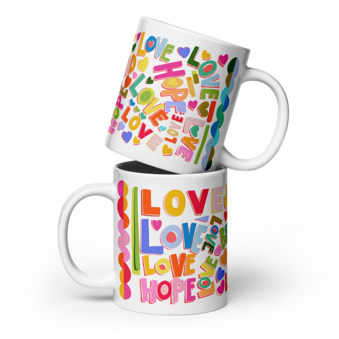 Ceramic Mug, Cute Love and Hope Mug for Coffee Lovers, Inspirational ...