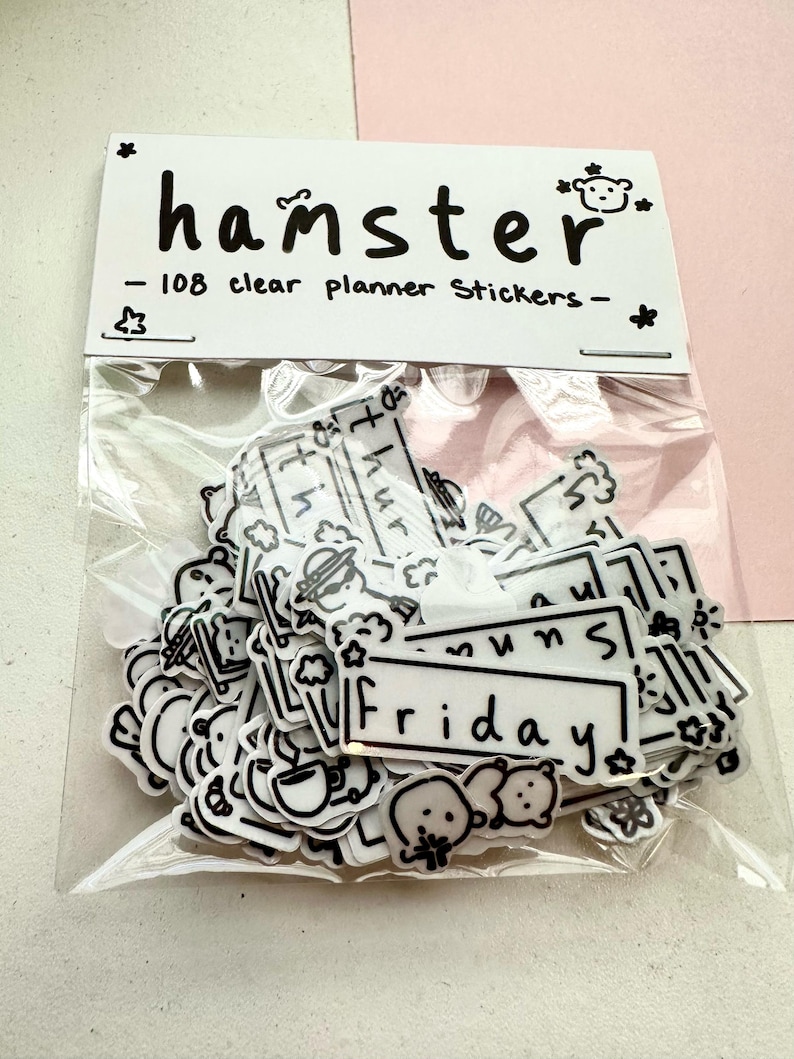 Mini Transparent Hamster Planner Stickers | Sticker Sheet for Bullet ...
