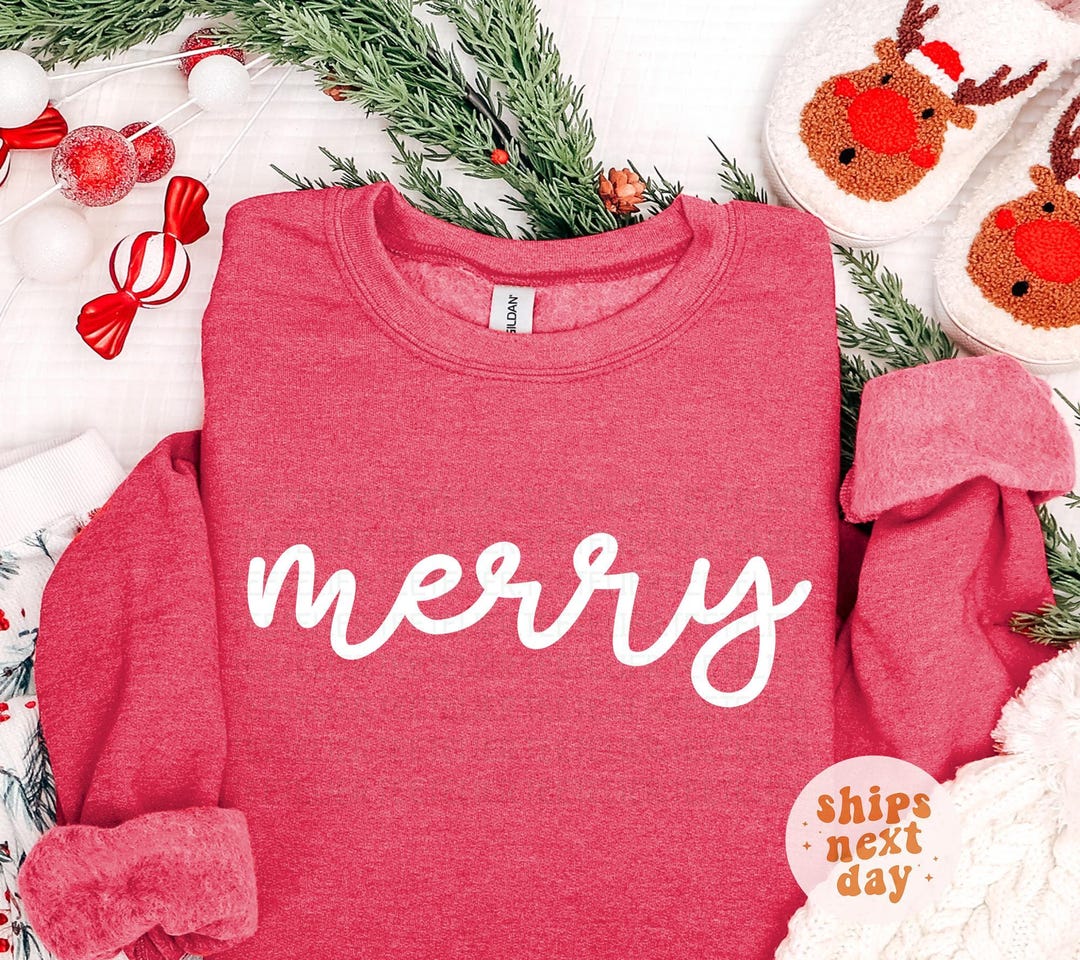 Merry Sweatshirt Merry Christmas Sweatshirt Women's Christmas ...