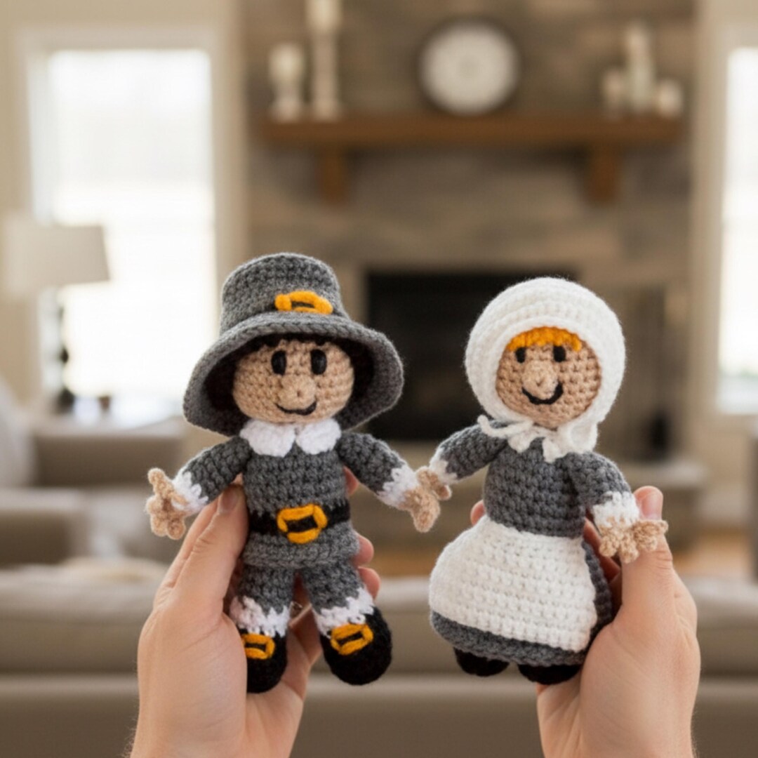 Easy Crochet Pilgrim Doll Pattern (PDF) , Amigurumi Couple Tutorial ...