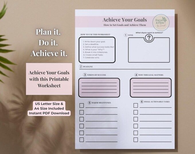 Dream Goal Planner Printable | Goal Setting Printable PDF | Goals ...