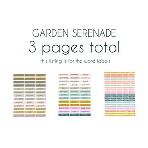 Pack 5 Garden Serenade Word Sentiment Labels Vintage Digital Paper ...