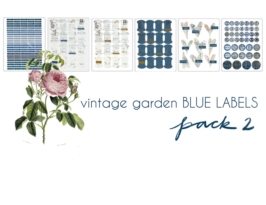 INSTANT DOWNLOAD Blue Labels Digital Papers Scrapbooking Papercrafting ...