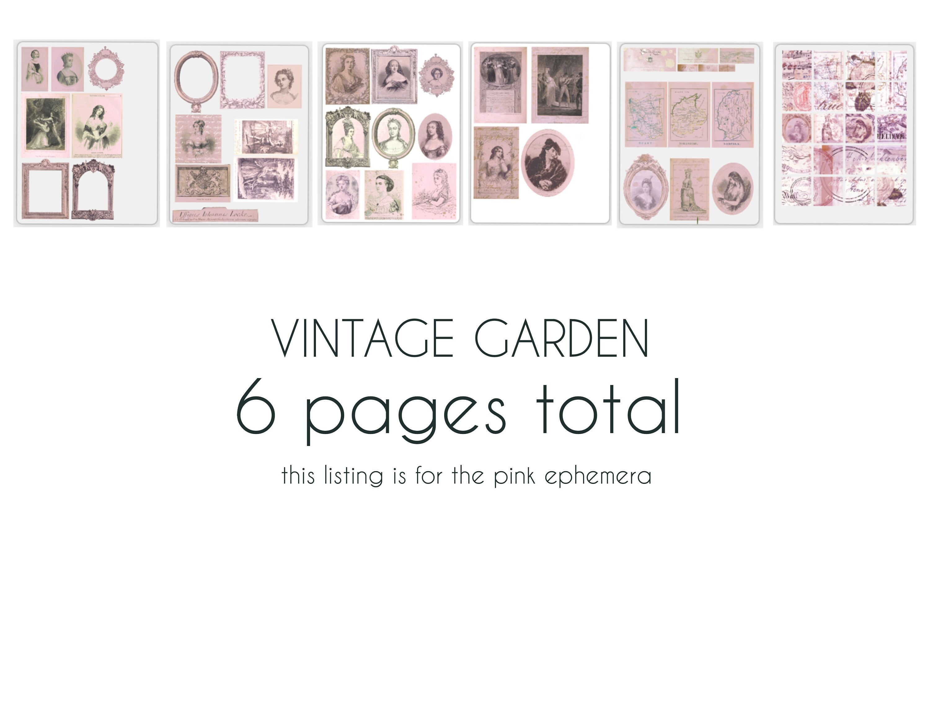 INSTANT DOWNLOAD Pink Ephemera Digital Papers Scrapbooking - Etsy