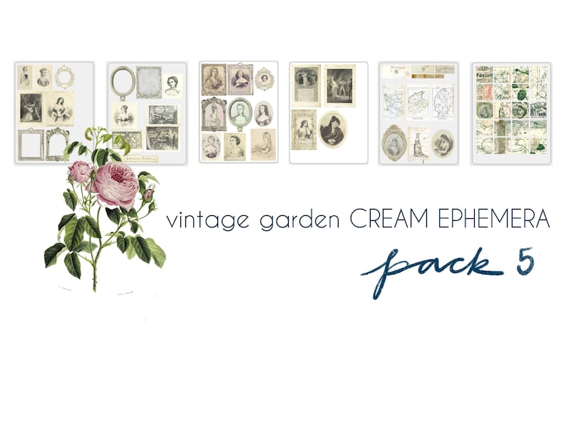 Vintage Floral Printable Paper and Ephemera Kit INSTANT DOWNLOAD FULL ...