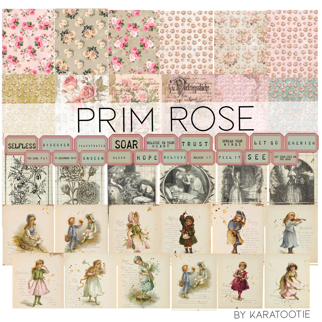 Vintage Pink Floral Paper Kit: Spring Craft DIY (PDF) Prim Rose - Etsy