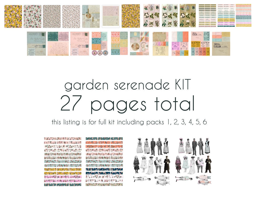 Garden Serenade Vintage Floral Digital Paper Kit Scrapbooking Crafts ...