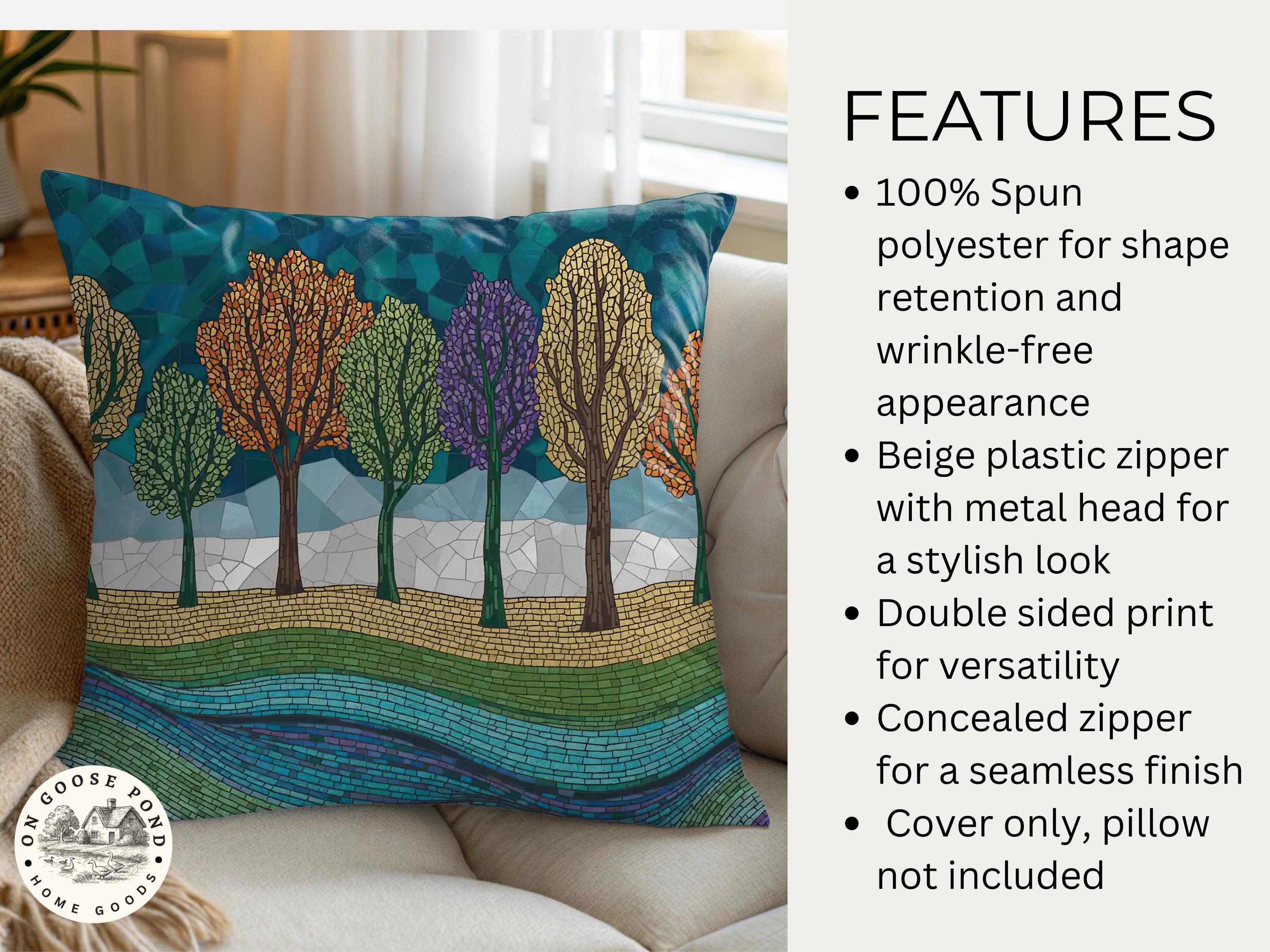 Modern Nature Trees Pillow Cover - Landscape Art Throw Pillow - Teal ...
