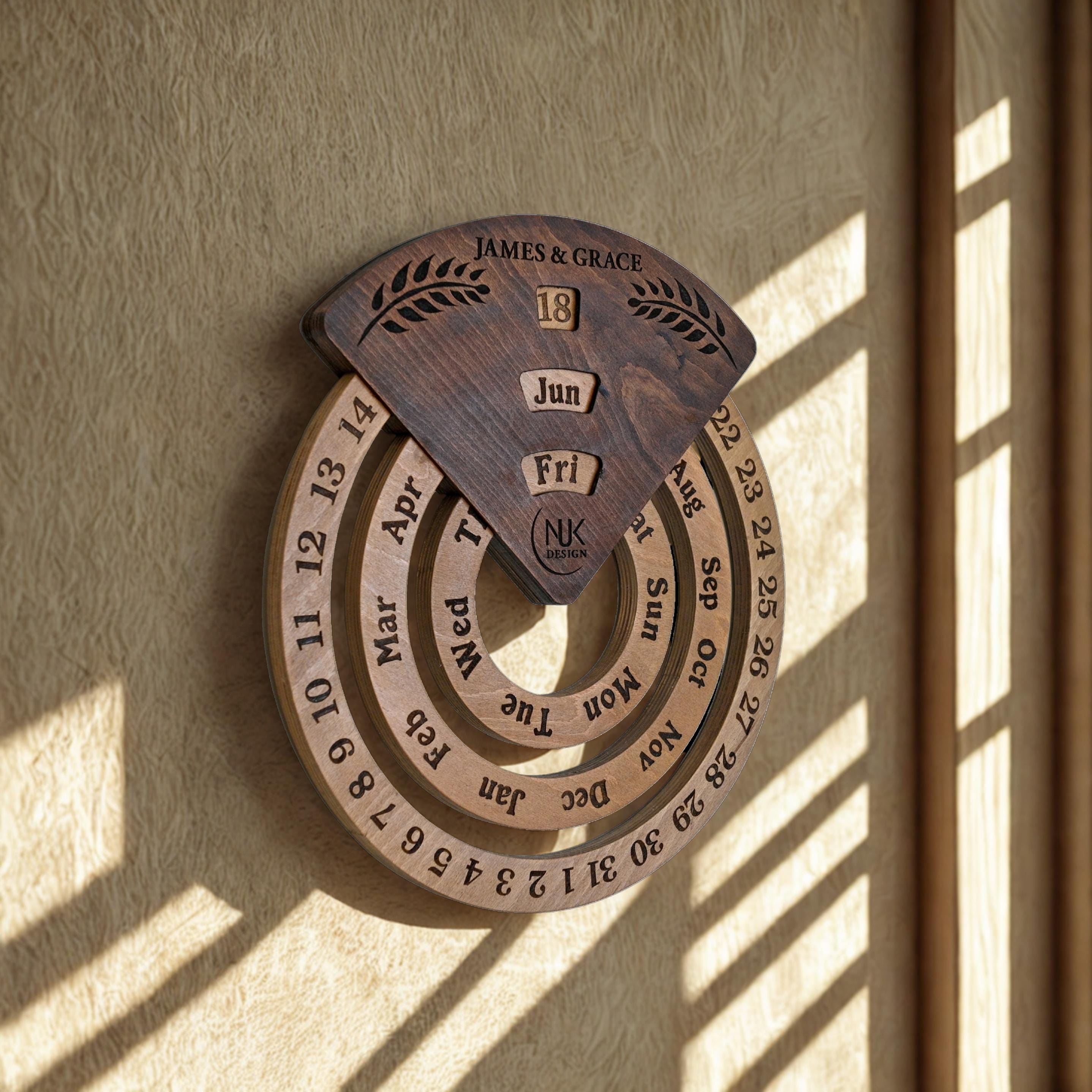 Customized Perpetual Wooden Calendar, Unique Wall Hanging, Rustic Wood ...