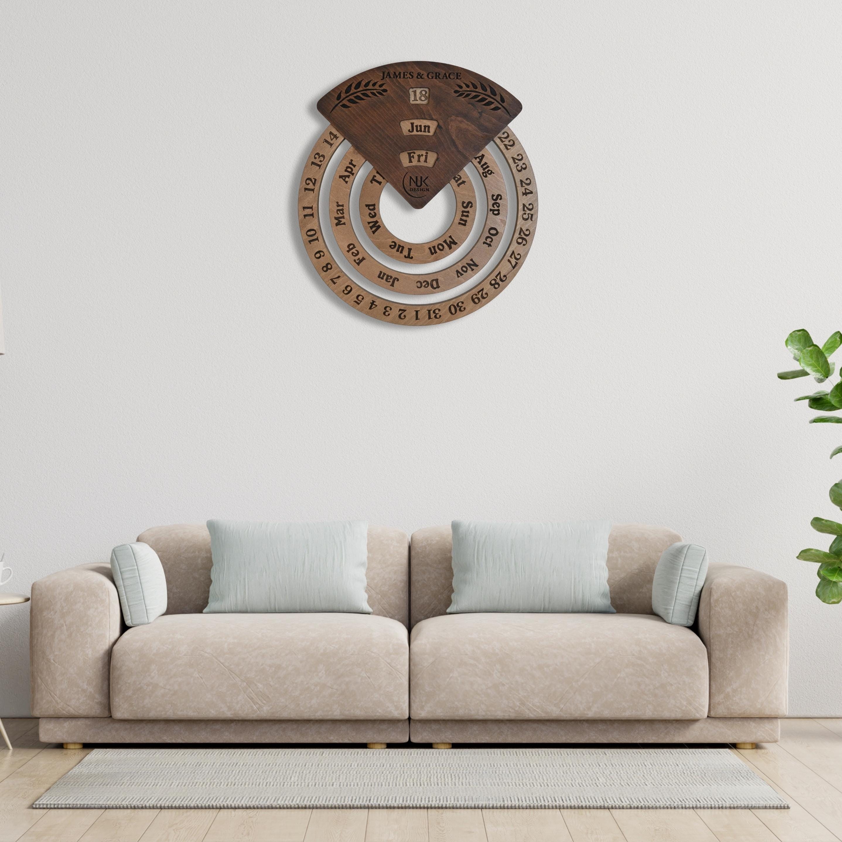 Customized Perpetual Wooden Calendar, Unique Wall Hanging, Rustic Wood ...