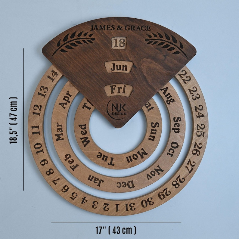 Customized Perpetual Wooden Calendar, Unique Wall Hanging, Rustic Wood ...