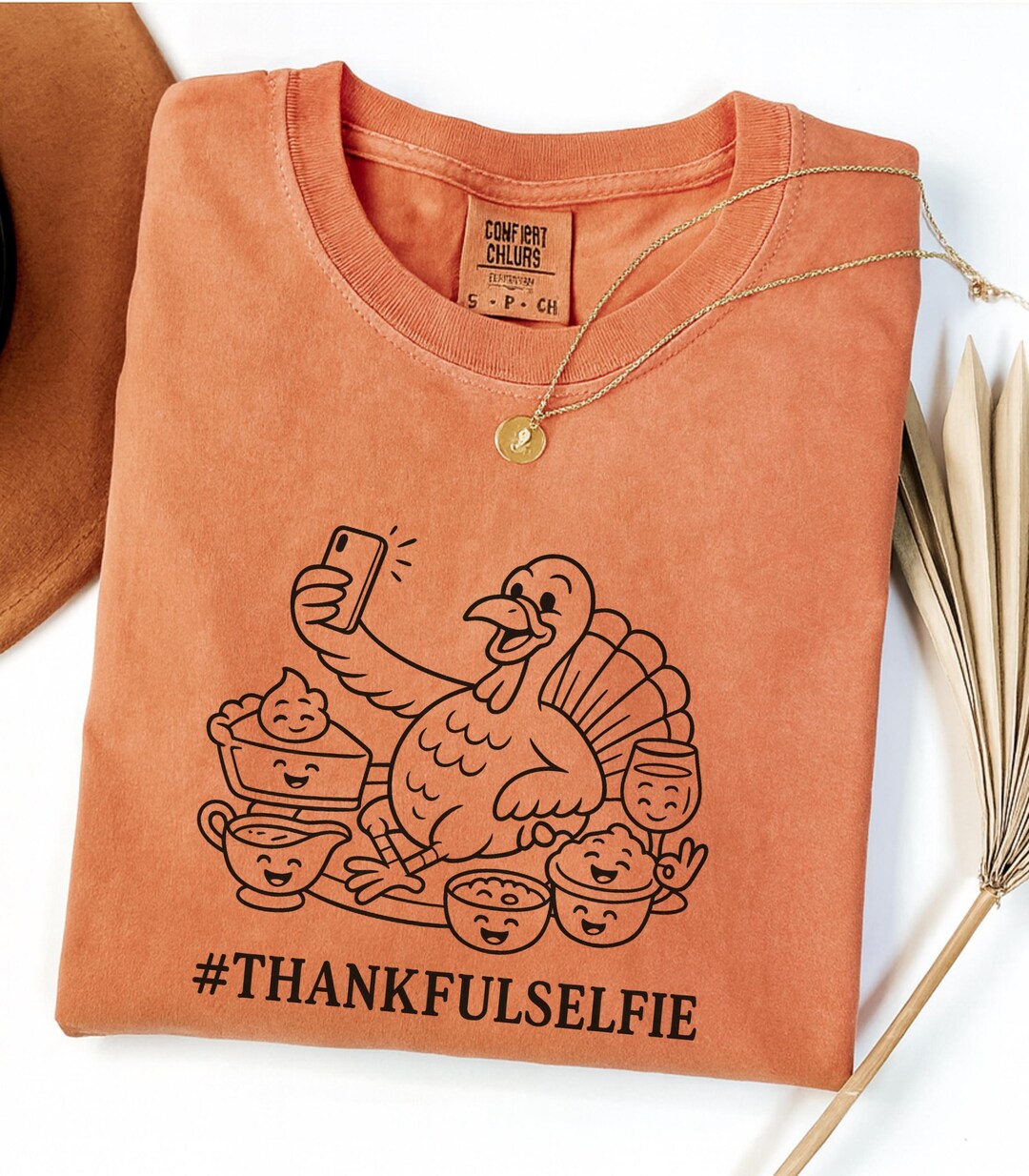 Turkey Selfie Shirt – Retro Line Art Thanksgiving Tee Comfort Colors ...
