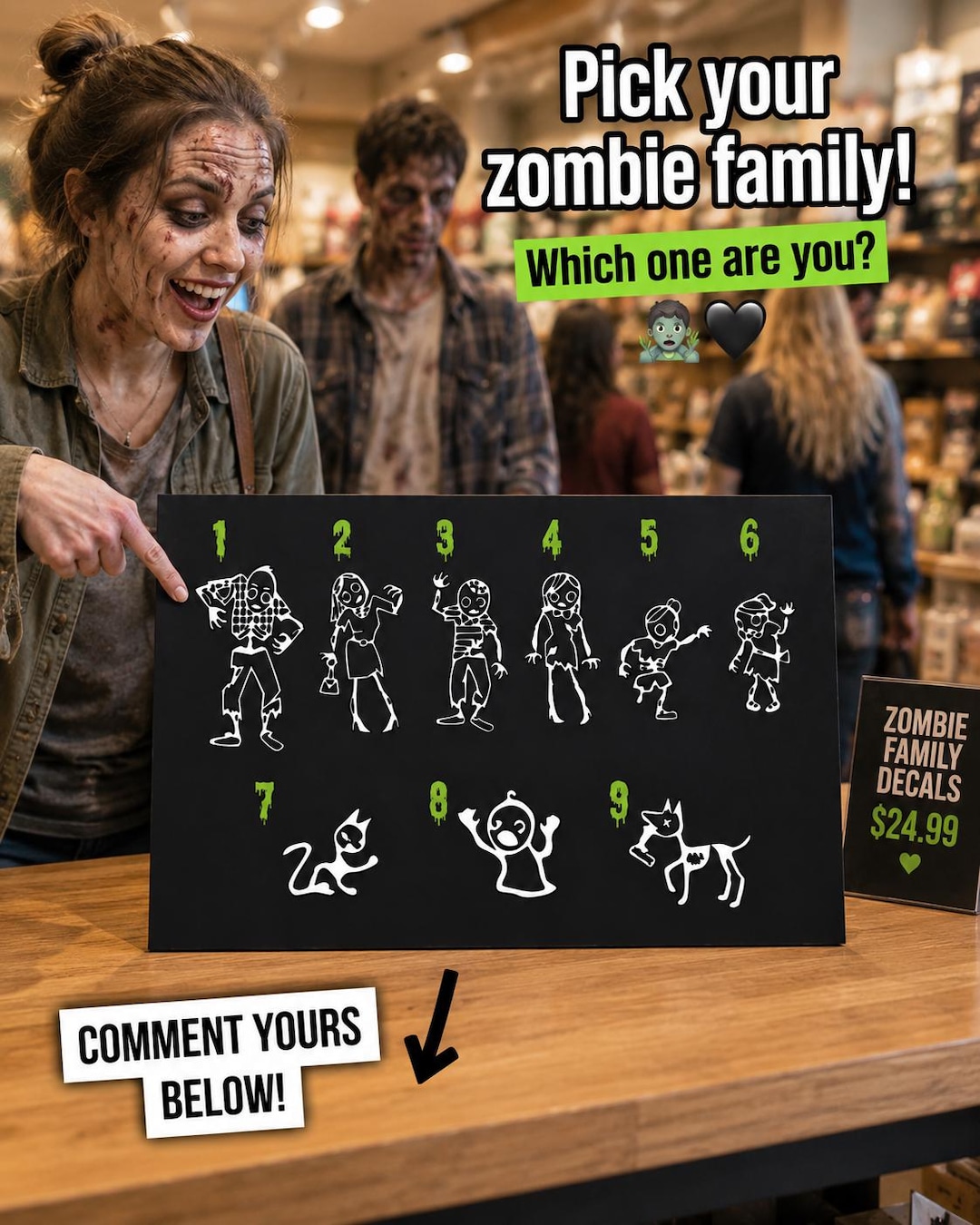 Zombie Family Decals | Spooky Horror Car Window Stickers, Halloween ...