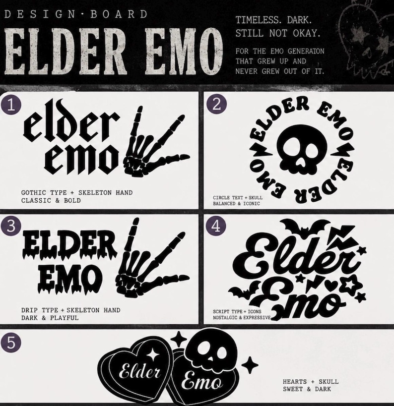 Elder Emo Vinyl Decal | Cute Spooky Candy Heart Sticker | Emo Coffee ...