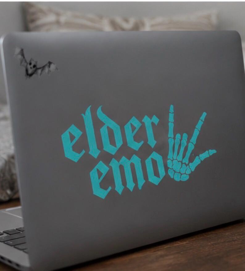 Elder Emo Vinyl Decal | Cute Spooky Candy Heart Sticker | Emo Coffee ...