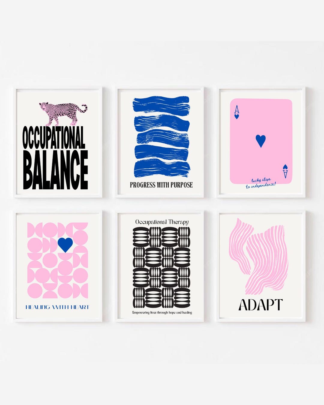Blue and Pink Modern Occupational Therapy Digital Prints Set of 6 - Etsy